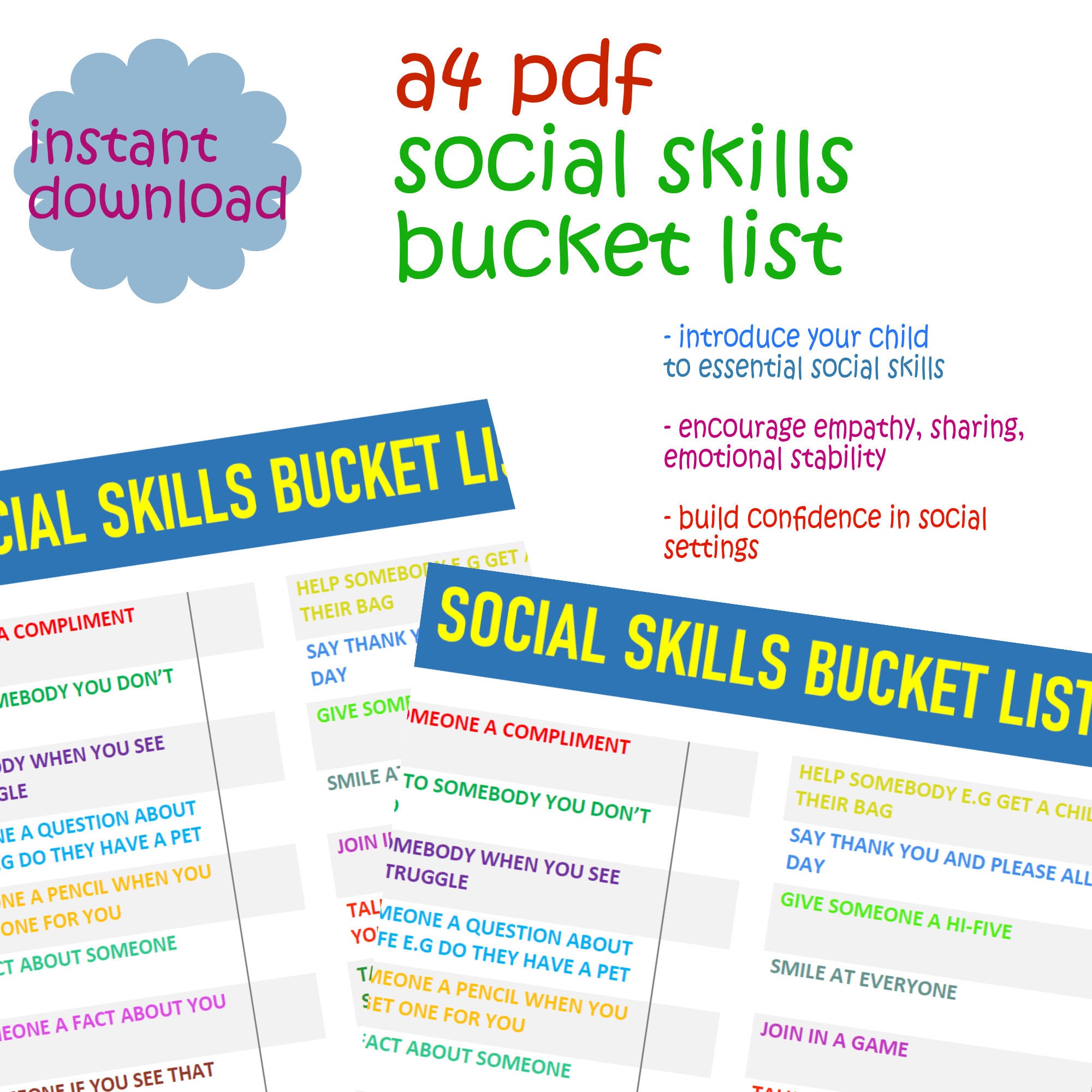 Social Skills Printable Checklist for Kids/ Teaching Resources/ Teach ...