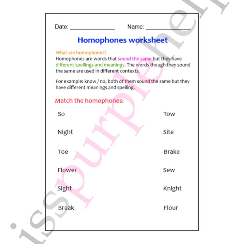 Homophones Worksheets Printable / KS2 English Worksheets / KS2 English ...