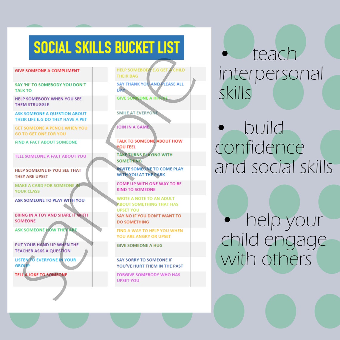 Social Skills Printable Checklist for Kids/ Teaching Resources/ Teach ...