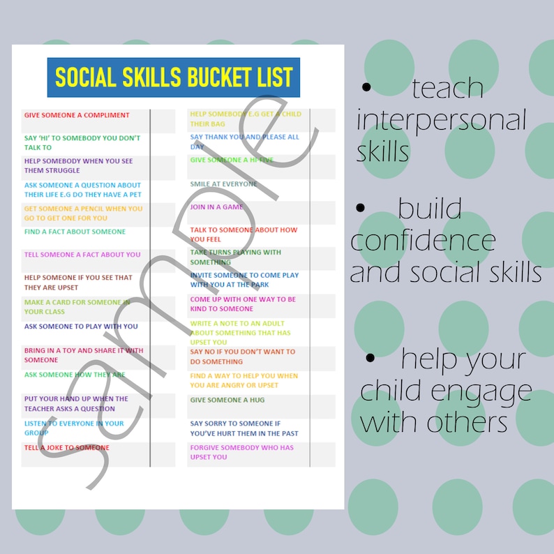Social Skills Printable Checklist for Kids/ Teaching Resources/ Teach ...