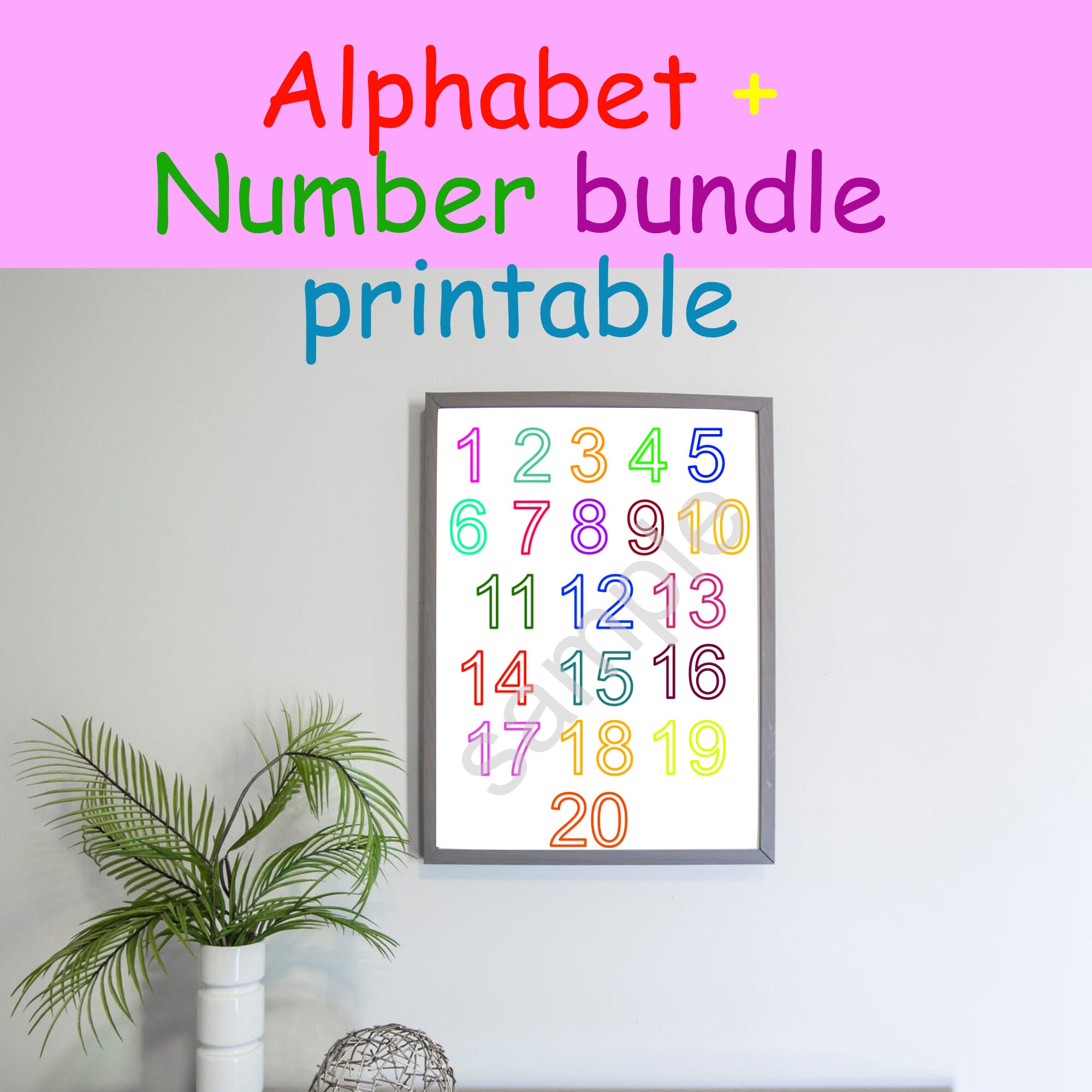 Printable Alphabet and Numbers Poster, Homeschool Worksheet, 1-20 ...