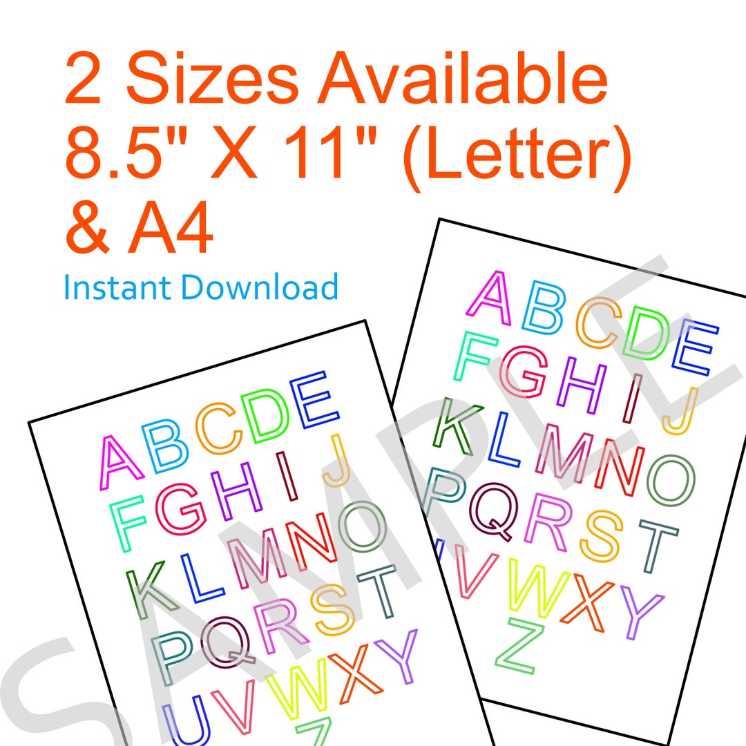 Upper Case Alphabet Print/ A-Z Alphabet Print/ / Alphabet Sheet / Kids ...
