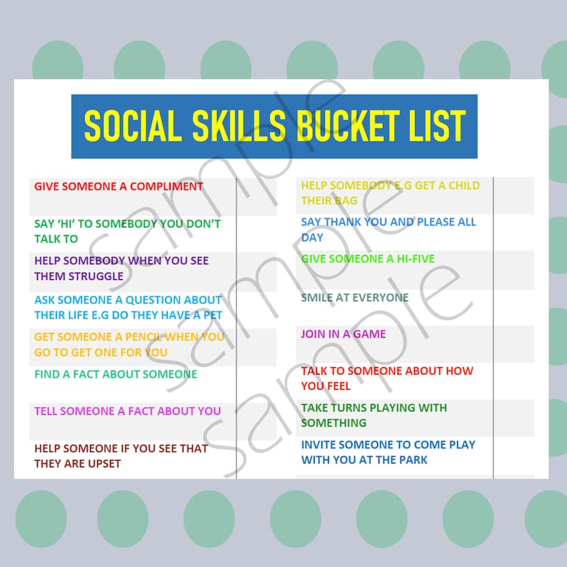 Social Skills Printable Checklist for Kids/ Teaching Resources/ Teach ...
