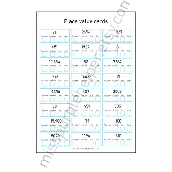 Hojas De Trabajo De Valor Posicional Imprimibles Para Valor Posicional