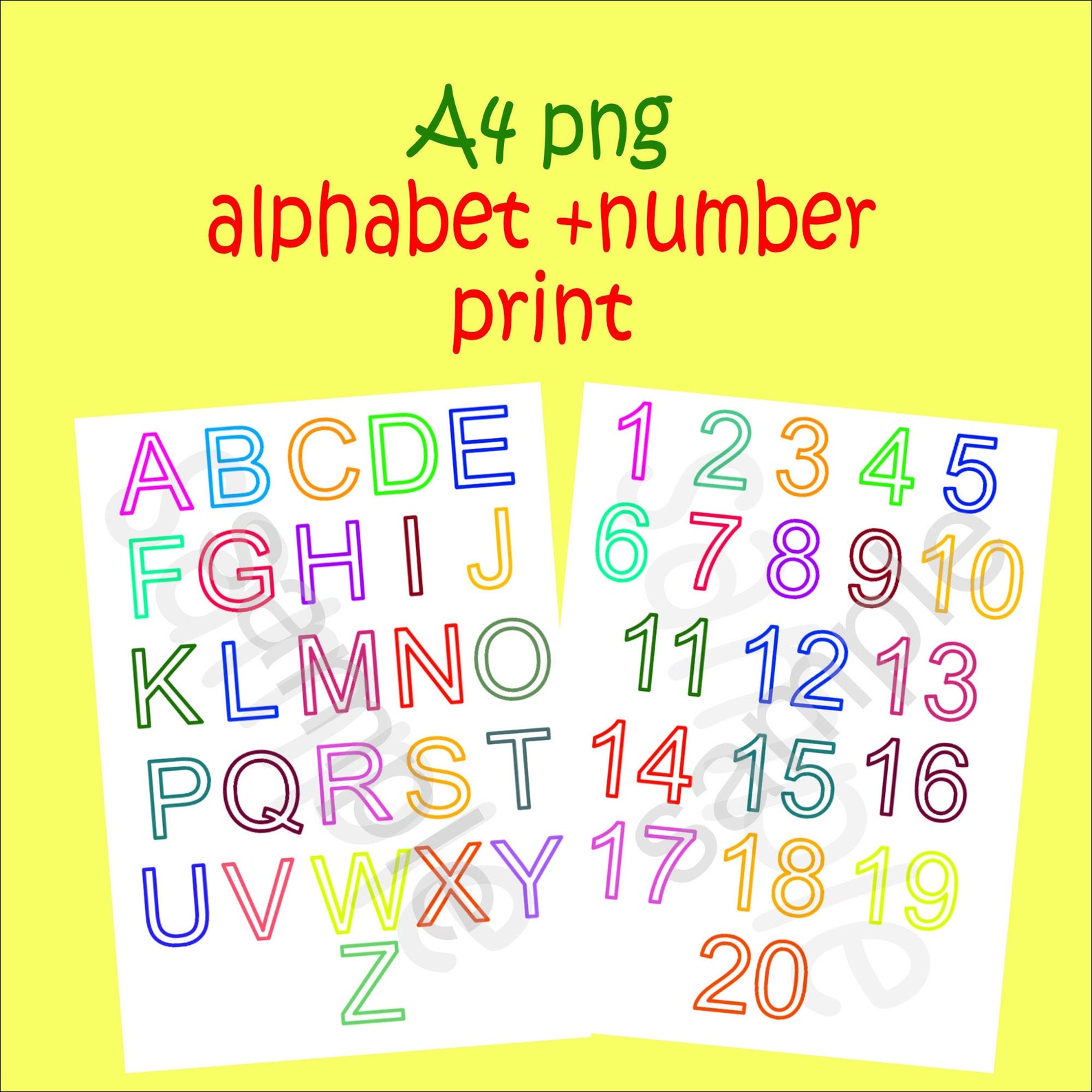 Printable Alphabet and Numbers Poster, Homeschool Worksheet, 1-20 ...