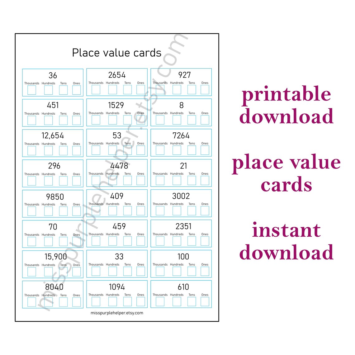 Place Value Cards, Tens, Ones, Hundreds, Ks1 Sheets, Maths Place Value Printable Sheet, Maths ...