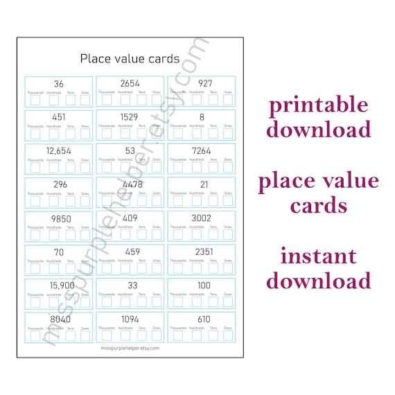 Las Hojas De Trabajo De Valor Posicional Tienen Guía De Trabajo Valor
