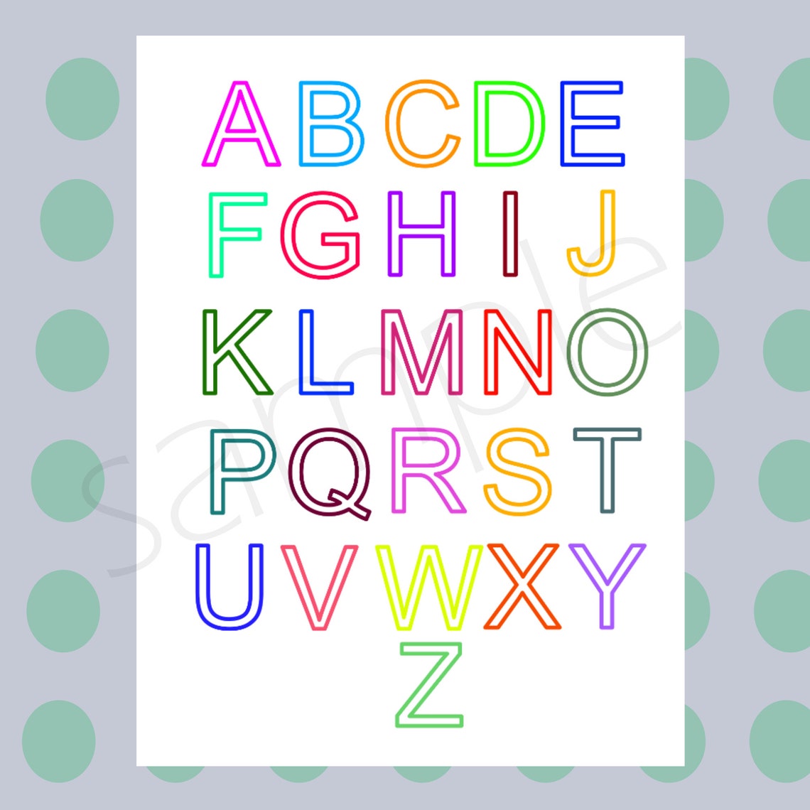 Upper Case Alphabet Print/ A-Z Alphabet Print/ / Alphabet Sheet / Kids ...