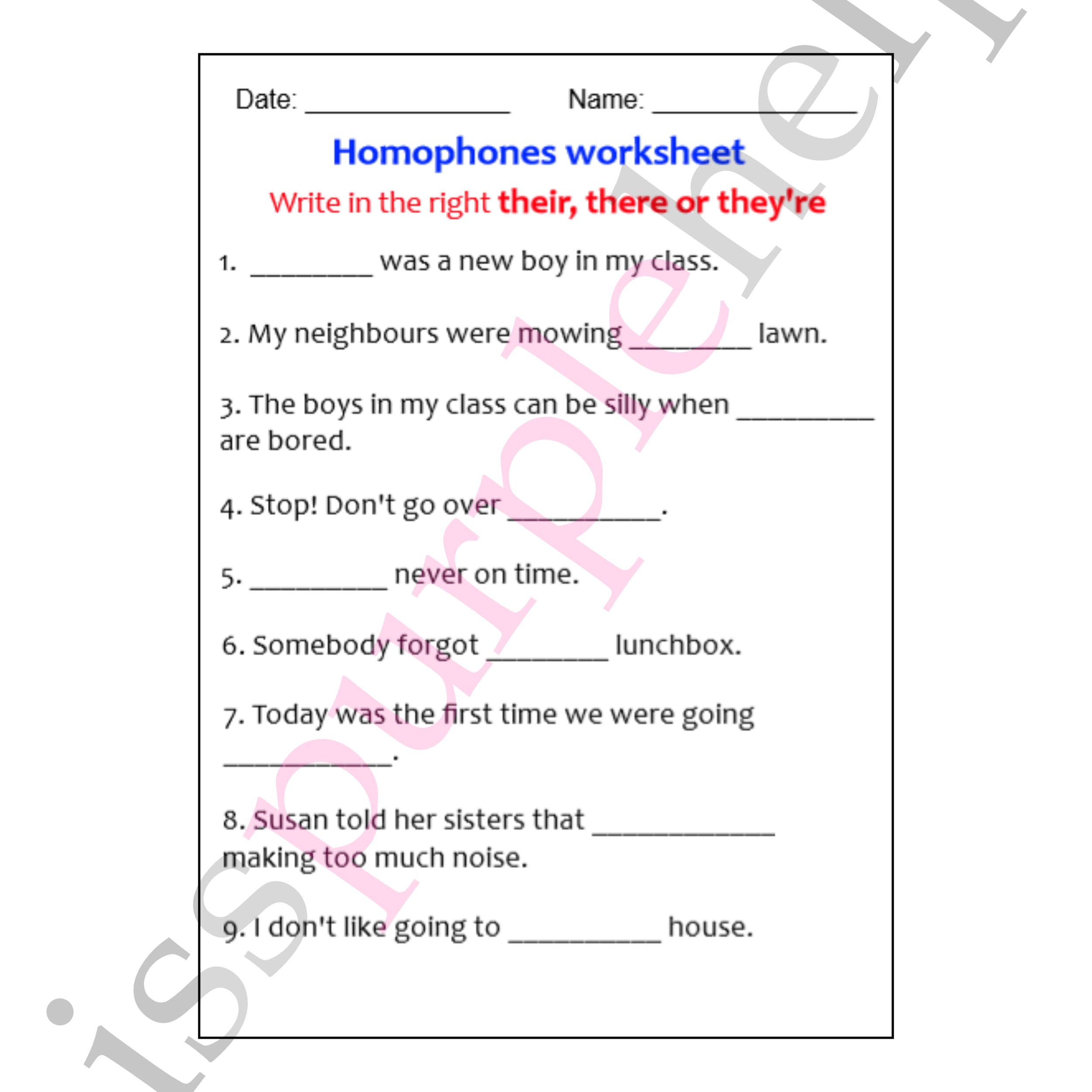 Homophones Worksheets Printable / KS2 English Worksheets / KS2 English ...
