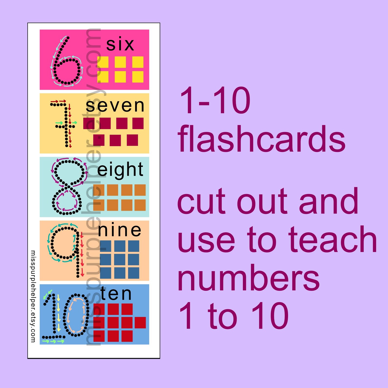 1 to 10 Number Flashcards, Number Flashcards, Learning Numbers 1 to 10 ...