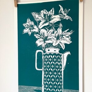 Lilly Floral Lino Print - Etsy