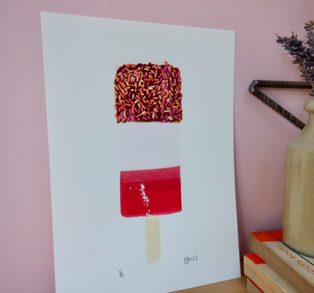 Fab Ice Cream, Lino Print - Etsy
