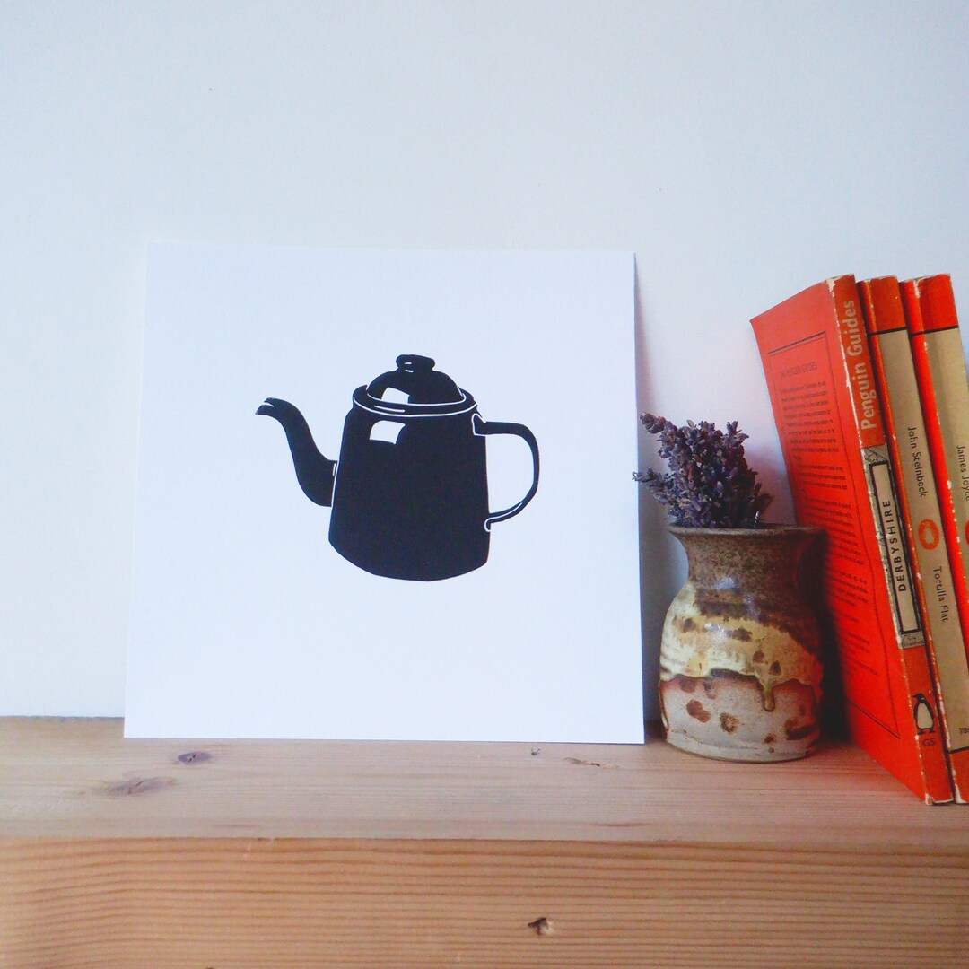 Teapot Linocut Print - Etsy