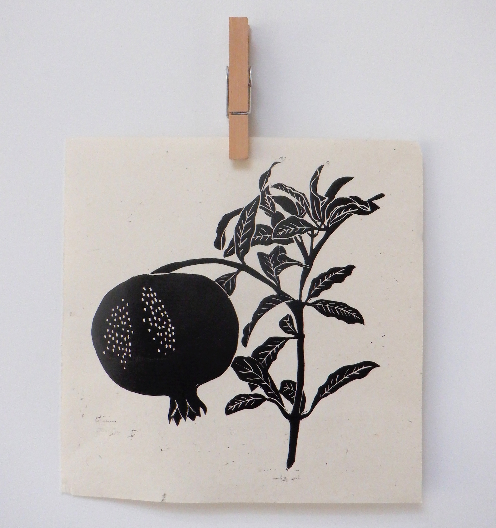 Botanical Fruit Pomegranate Print. Lino Cut. Handmade Print - Etsy
