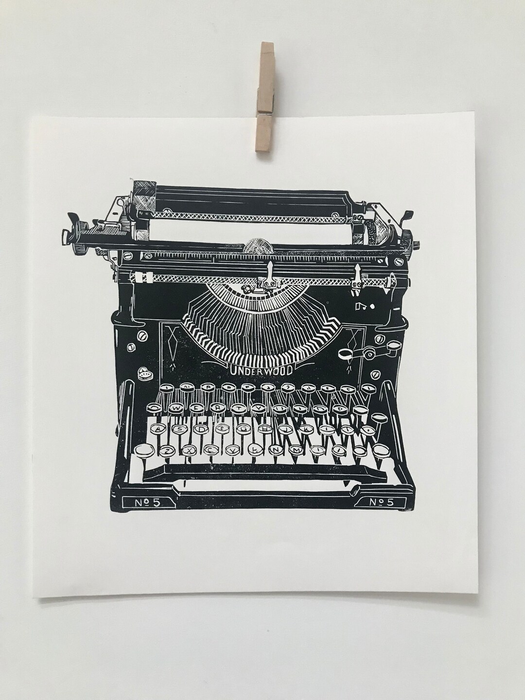 Vintage Typewriter, Lino Cut Print, Handmade Print - Etsy