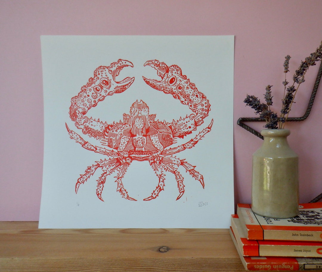 Spider Crab Lino Print - Etsy
