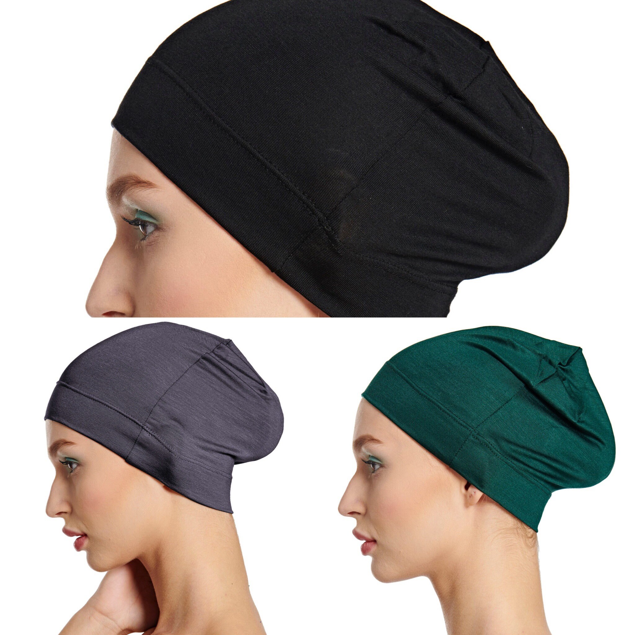 Pack of 3 , Cotton Cozy Sleep Cap for Women, Headwear Soft Cap, Cozy ...