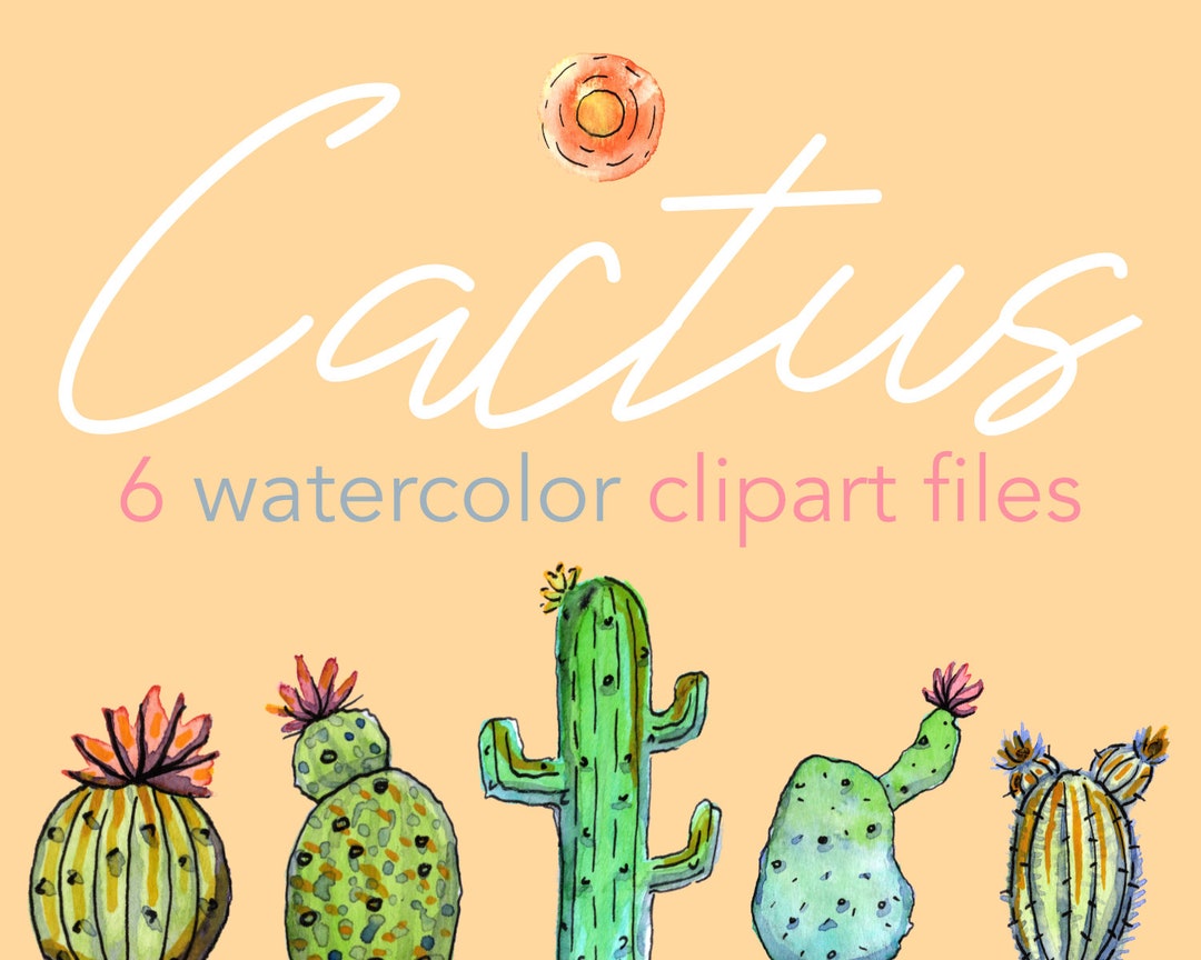 Watercolor Cactus PNG Clipart 6 Piece Bundle Handpainted Art - Etsy
