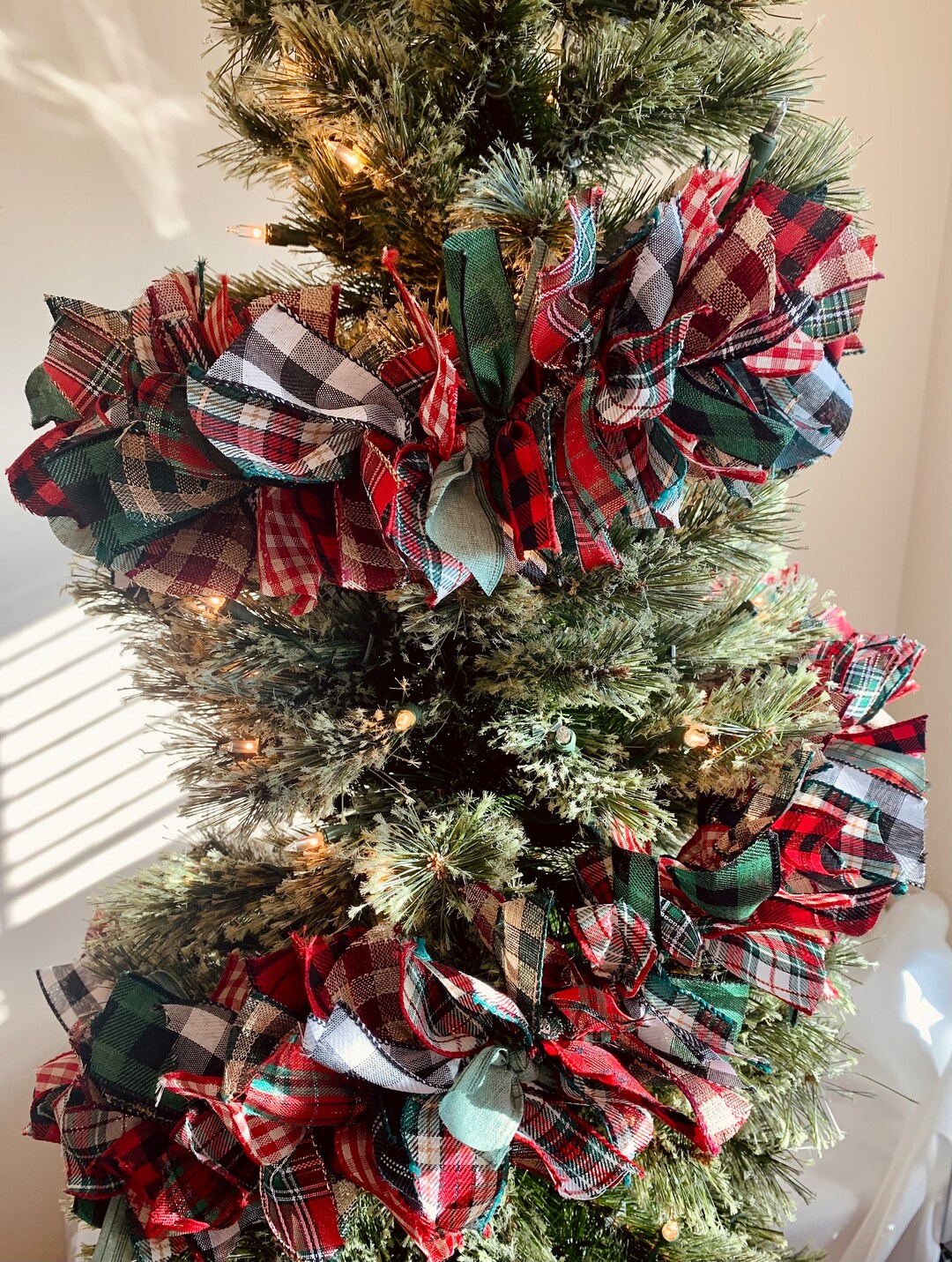 Christmas Plaid Mix Ribbon Garland - Etsy