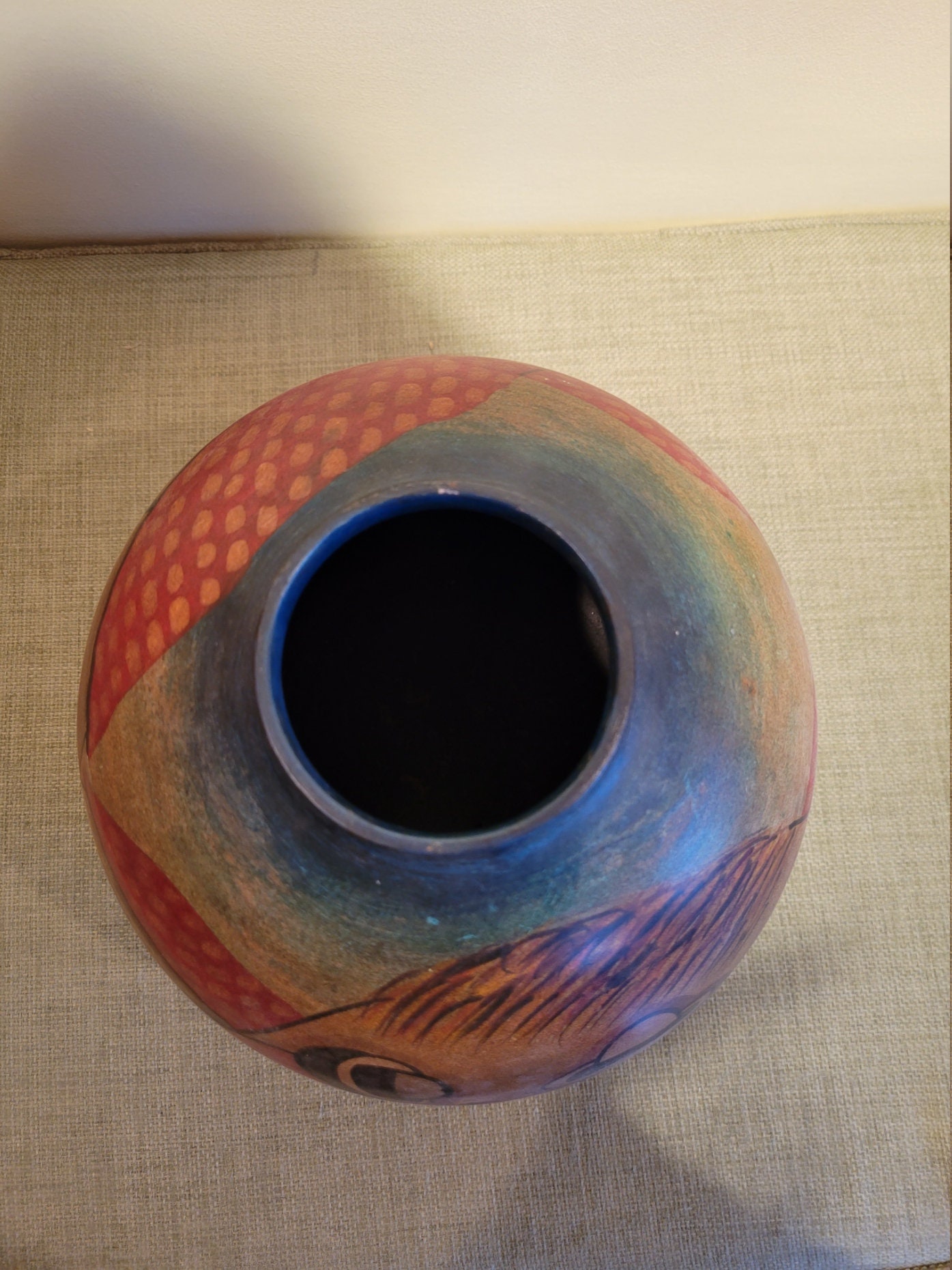 C Morit Peruvian Artist Hand Painted Terracota Vase - Etsy