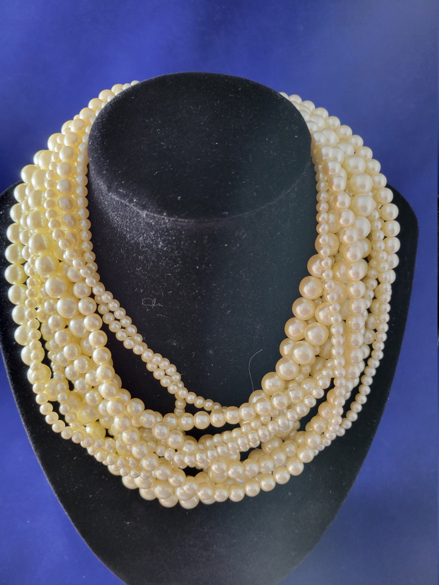 Carolee Twelve Strand Faux White Pearls Necklace and Earrings - Etsy