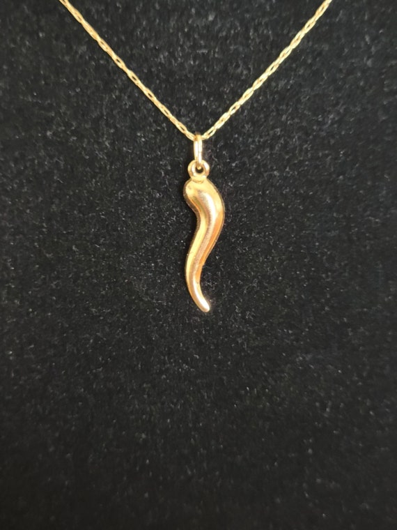 Italian Horn / Cornicello Vintage Pendant Charm 14K G… - Gem