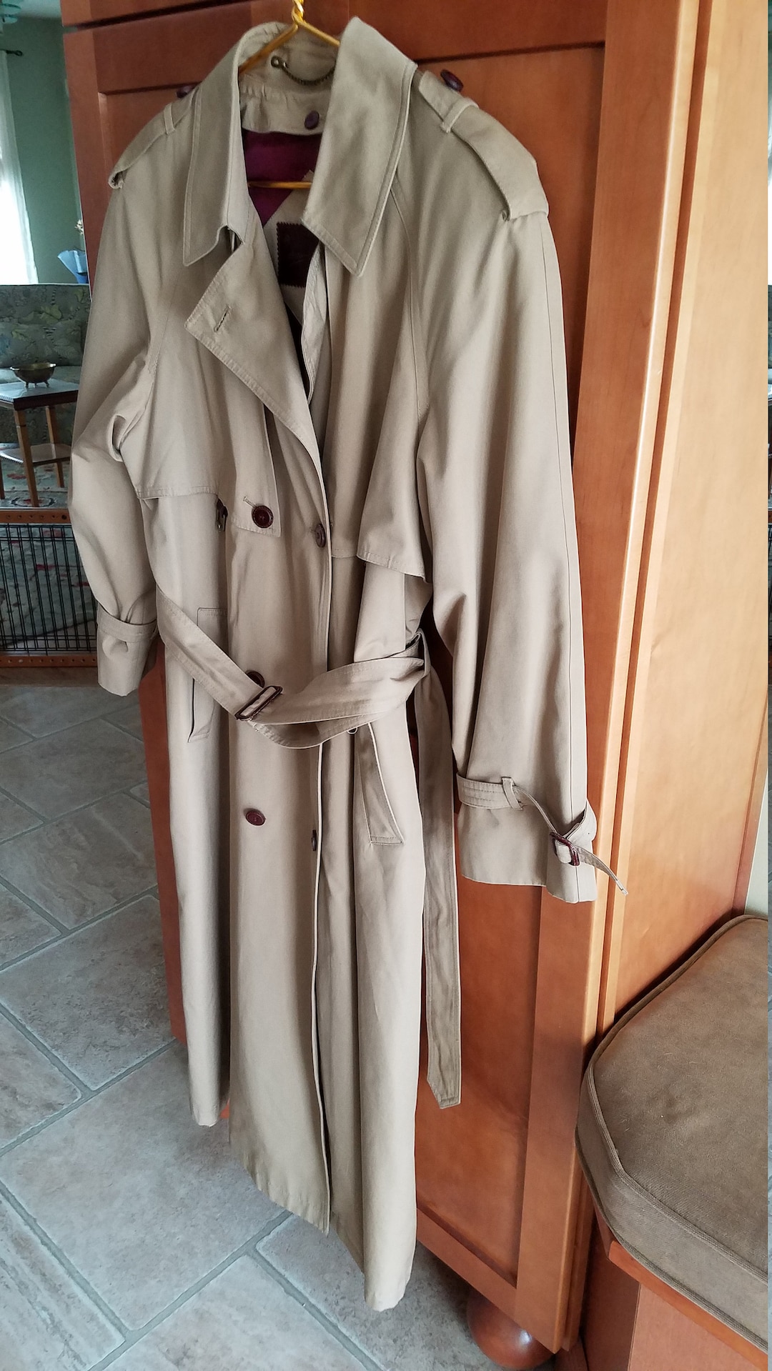 Etienne Aigner Trench Coat With Detachable Rayon Sleeve Warmer - Etsy
