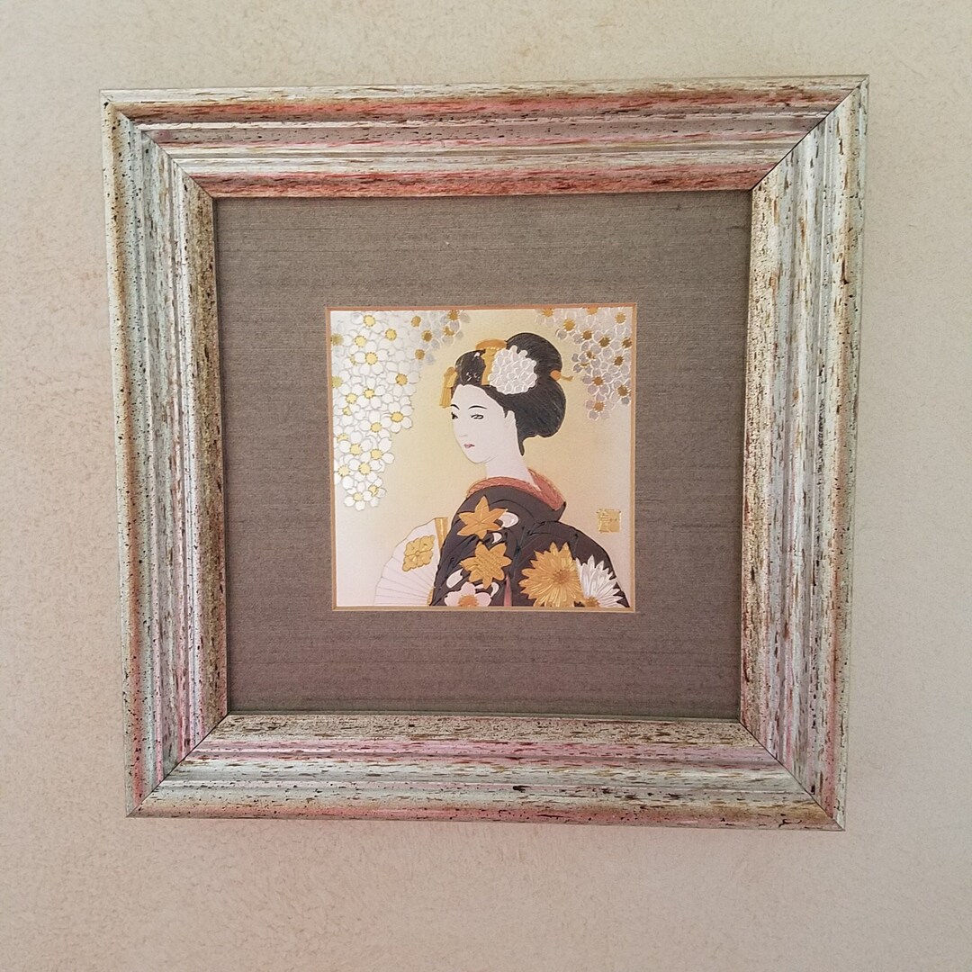 Lin-art LTD Vintage Chokin Geisha Framed Art - Etsy