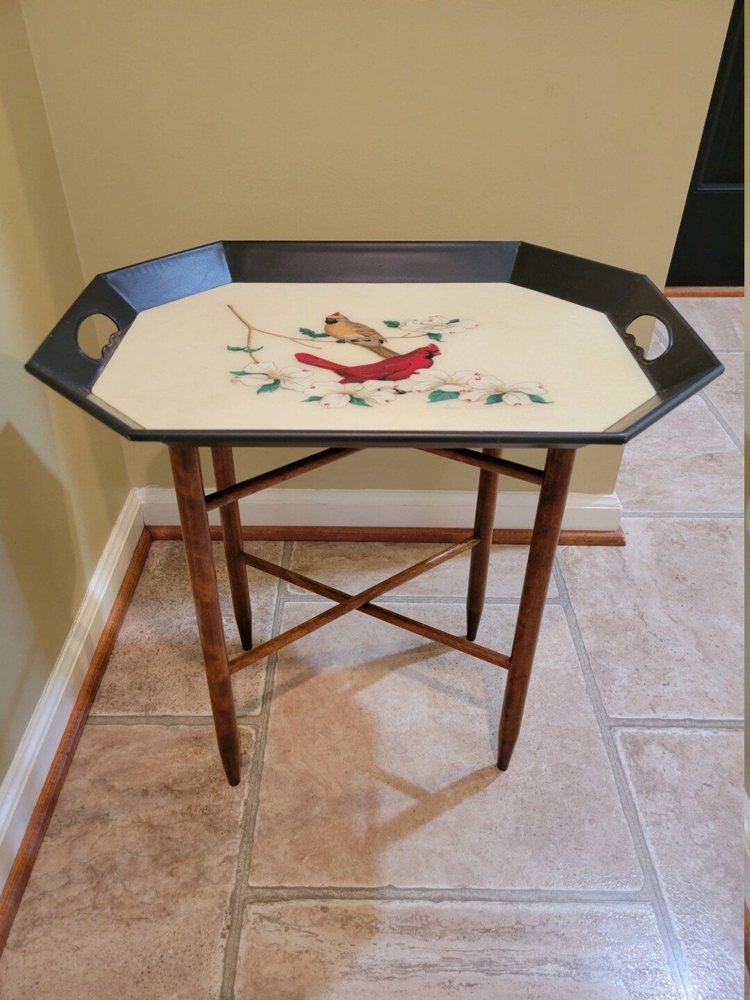 Buy Bavona Guild 1965 Vintage Grace Gilmore Design Tray With Wood Stand ...