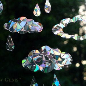 Rainbow Cloud Window Gems - Static Window Clings - Alert Birds to ...