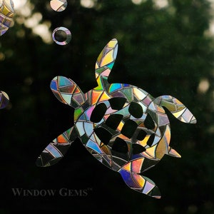 Rainbow Prism Sea Turtle Decals Static Window Clings Alert Birds to ...