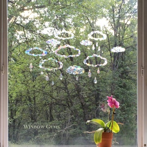 Rainbow Cloud Window Gems Static Window Clings Alert Birds | Etsy