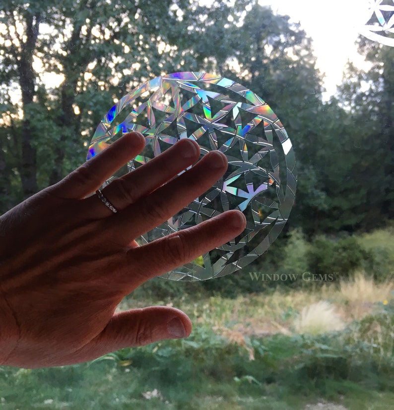 Flower of Life Mandala Window Cling Bird Strike Prevention | Etsy