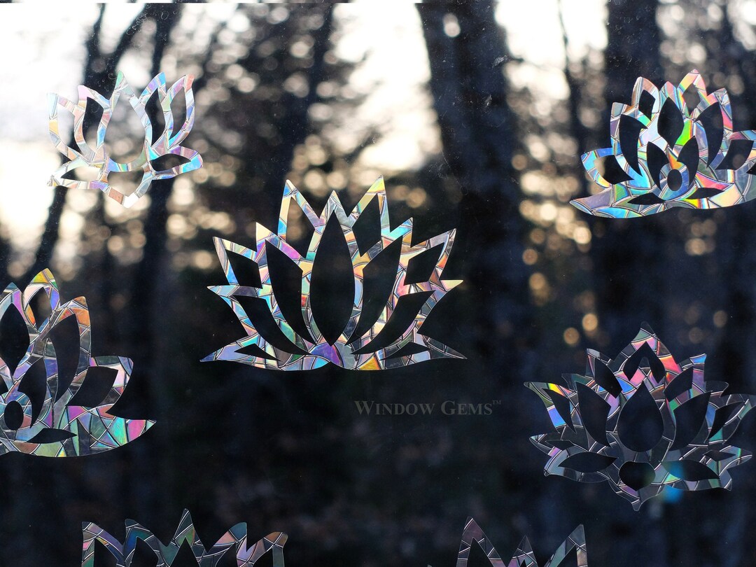 Lotus Flower Window Gems - Static Window Clings - Alert Birds to ...