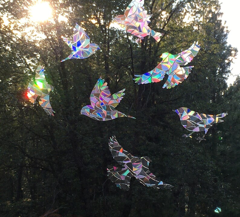 Window Gems Rainbow Prism Birds Static Window Clings | Etsy
