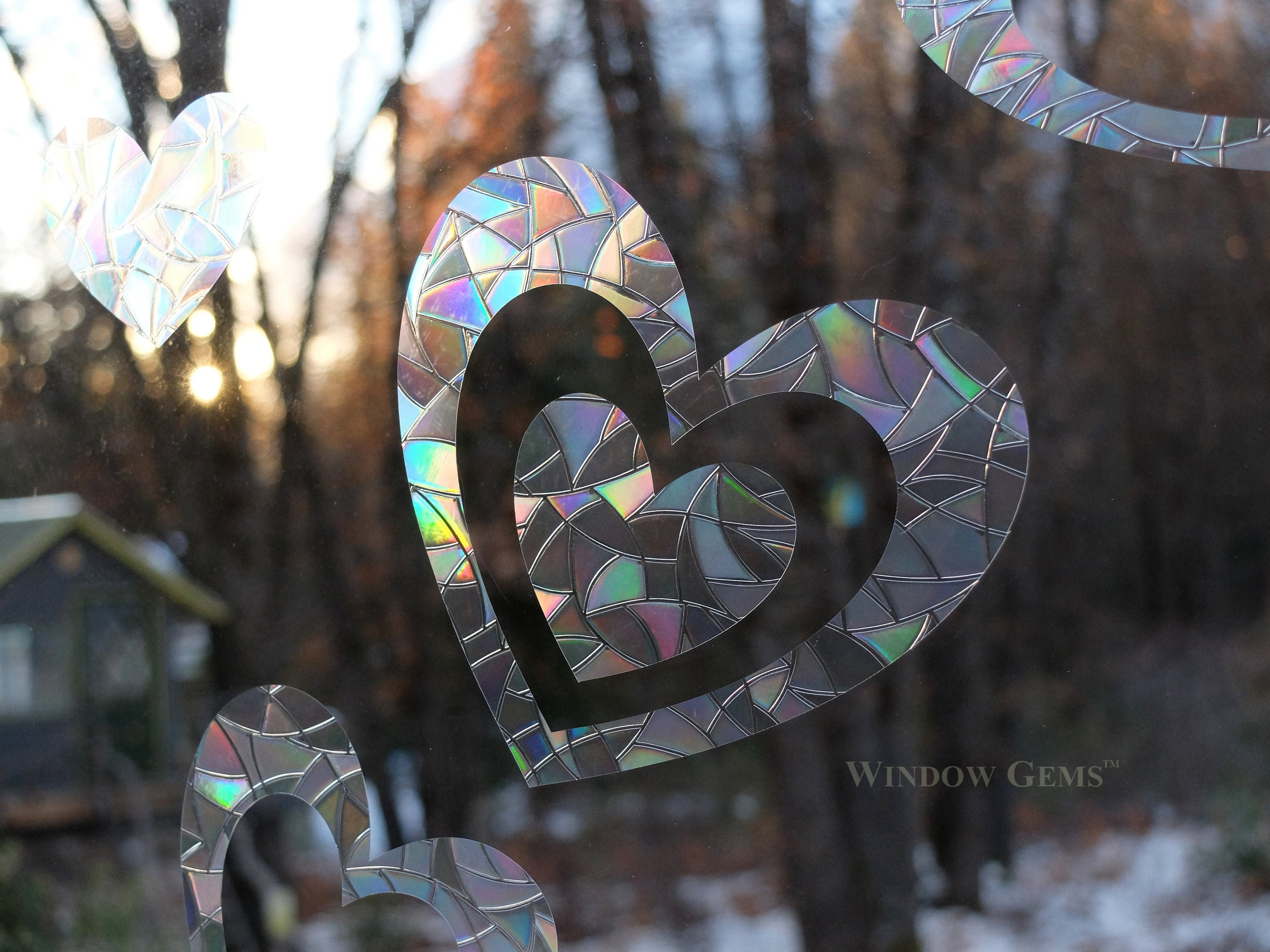 Heart Window Gems Rainbow Prisms Static Window Clings | Etsy