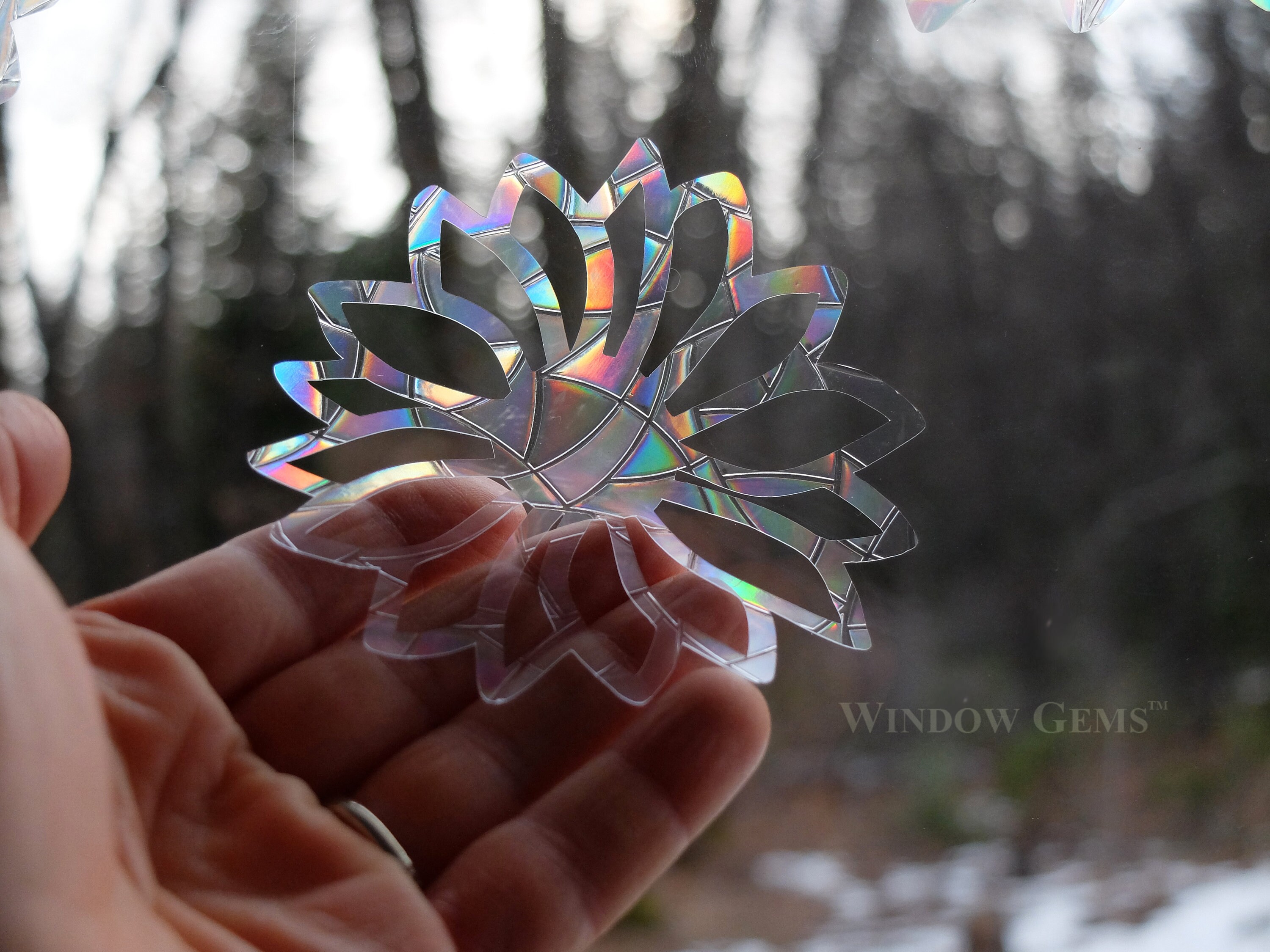 Flower Window Gems Static Window Clings Alert Birds to | Etsy