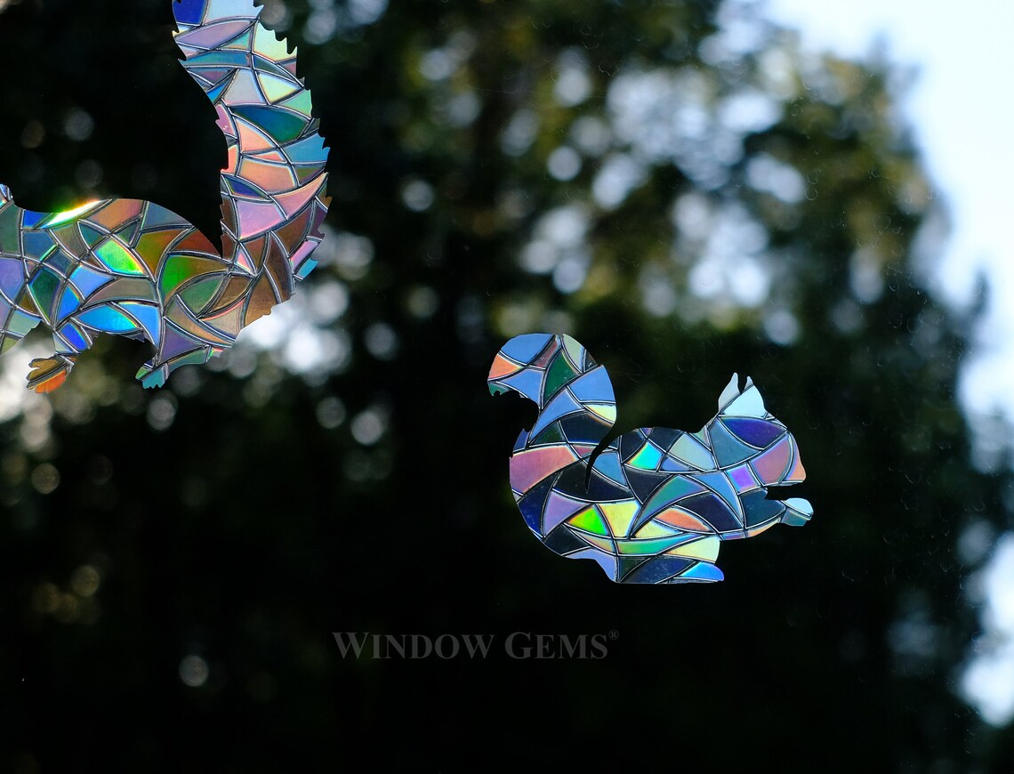 Squirrel Window Gems Static Window Clings Alert Birds to - Etsy