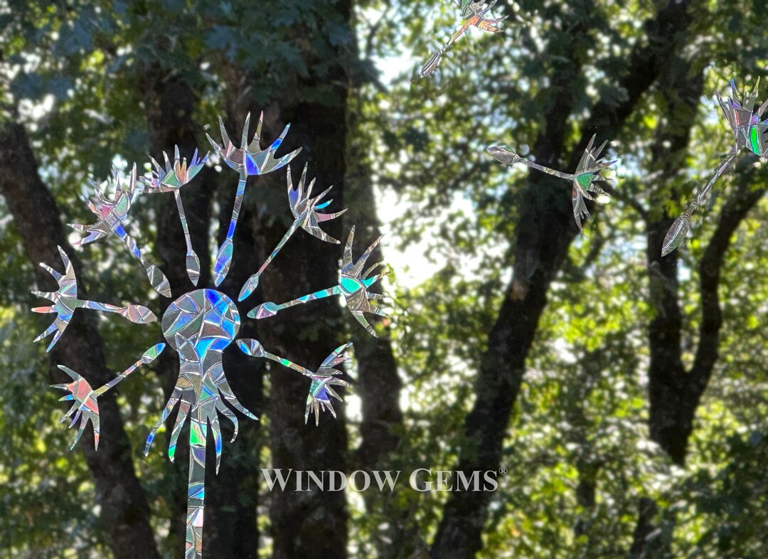 Dandelion Window Clings: Prismatic Vinyl, Bird Safety Decals - Etsy