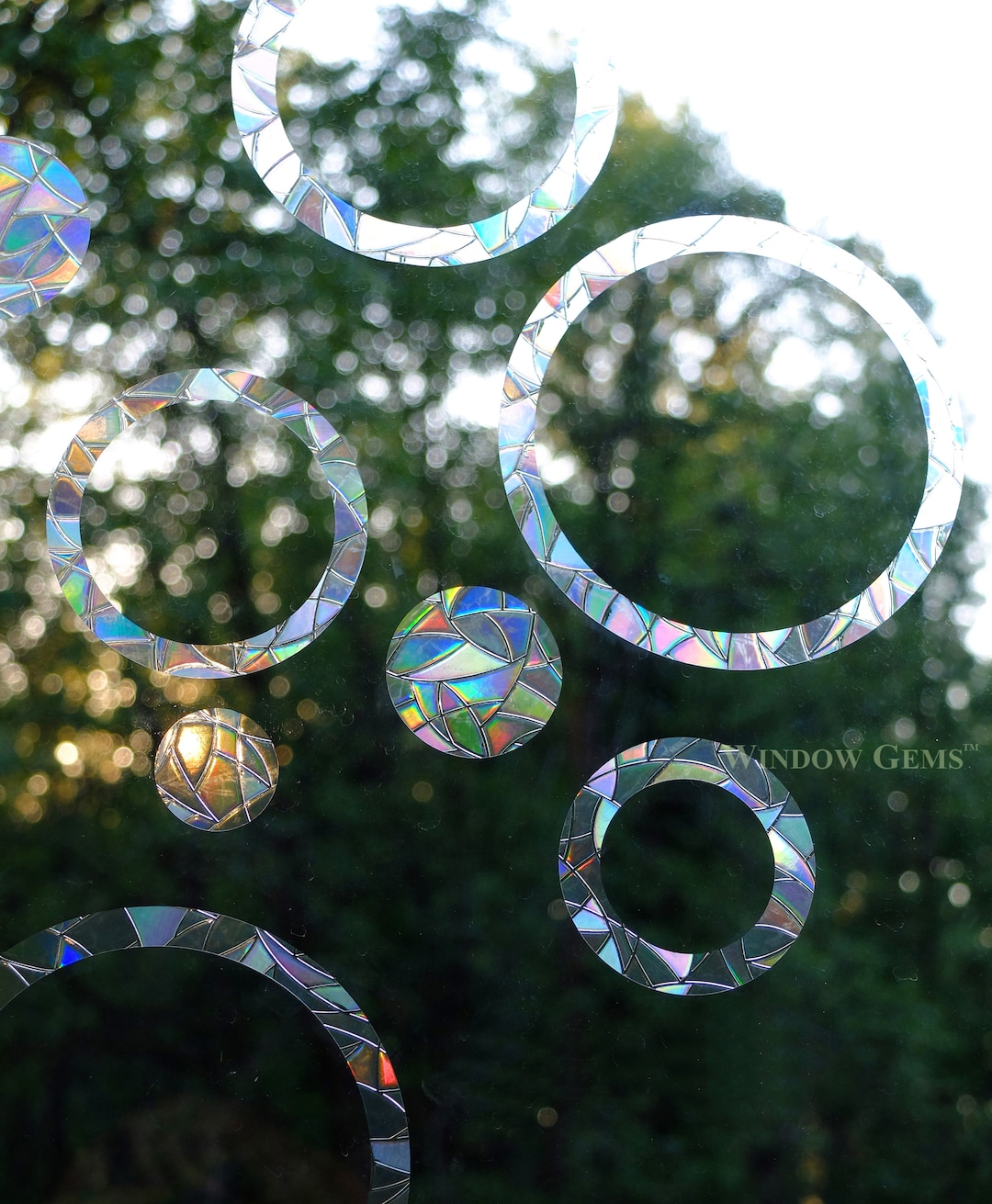 Rings and Circles Window Gems, Set of 22 Clings Bird Safety Decals ...