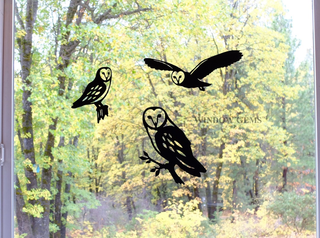 Barn Owl Window Clings - Matte Black Decals - Prevent Bird/window ...