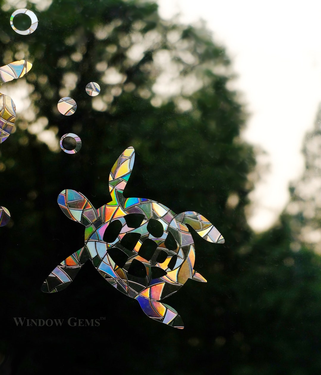 Rainbow Prism Sea Turtle Decals Static Window Clings Alert Birds to ...