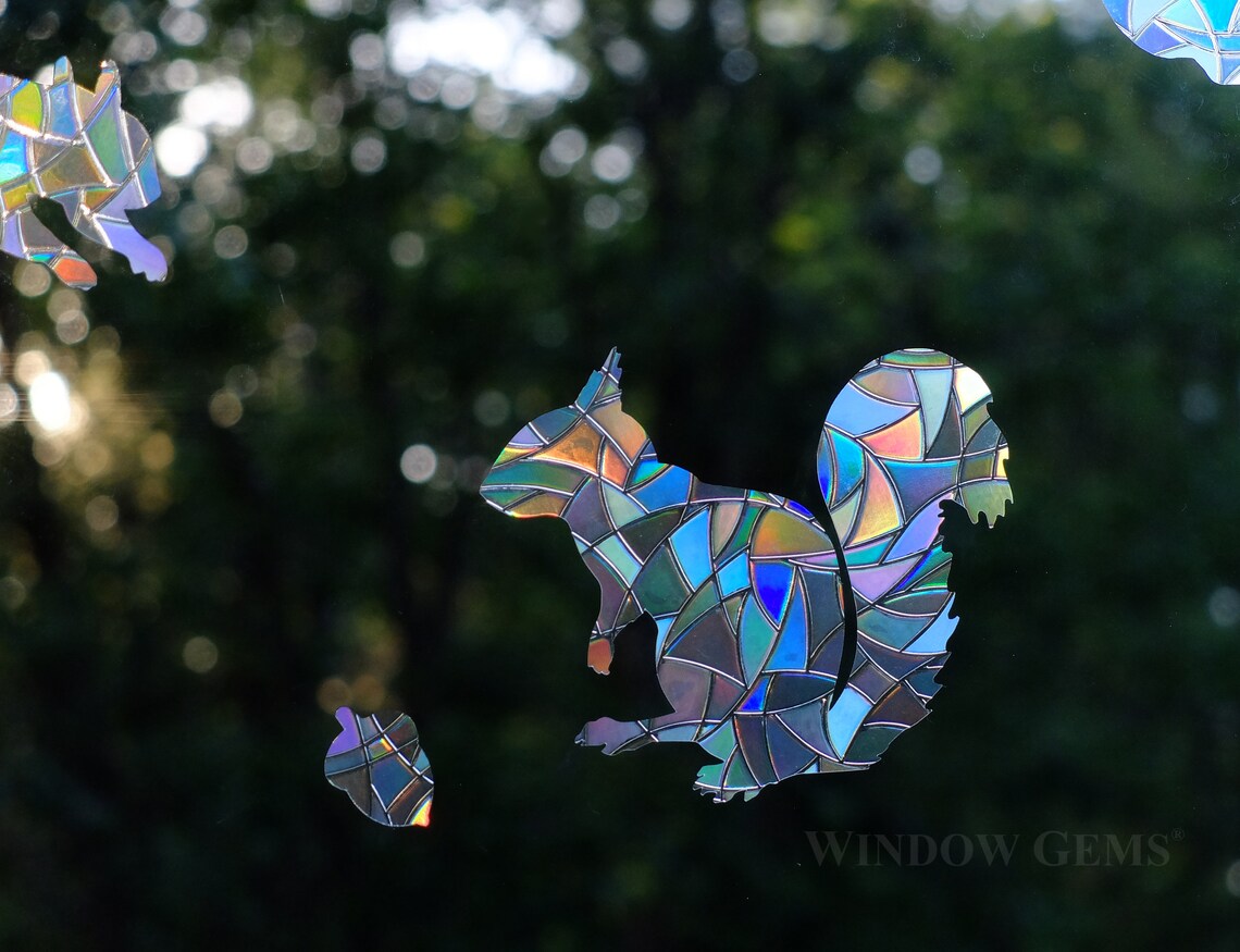 Squirrel Window Gems Static Window Clings Alert Birds to - Etsy