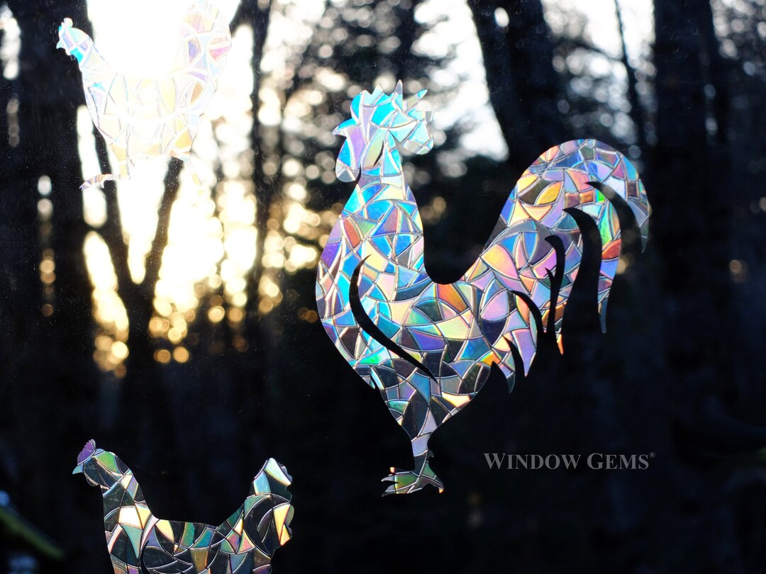 Chicken Window Gems: Prismatic Static Clings, Bird Safety Decals - Etsy