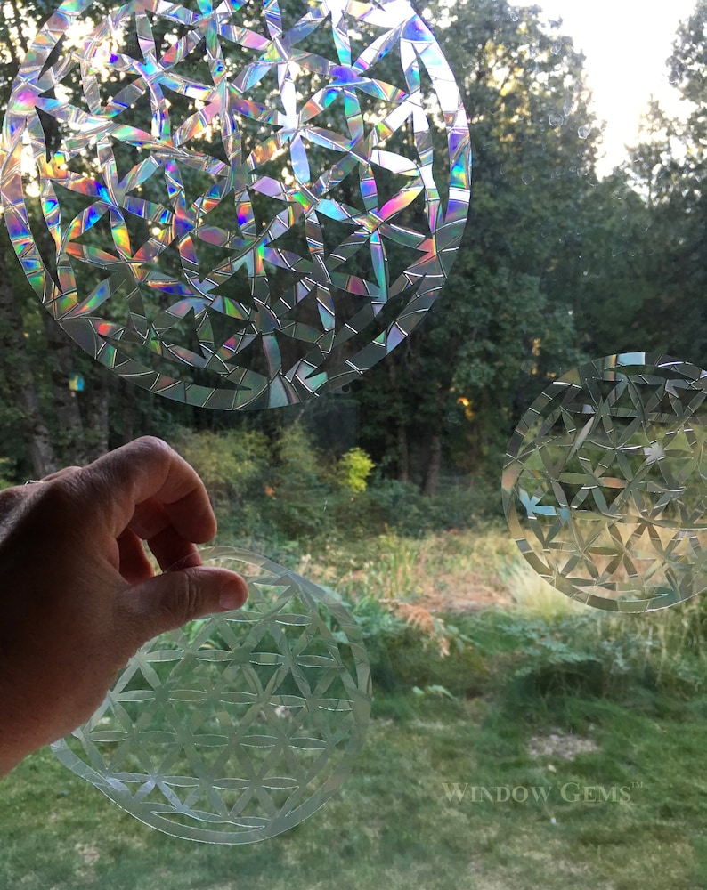 Flower of Life Mandala Window Cling Bird Strike Prevention | Etsy
