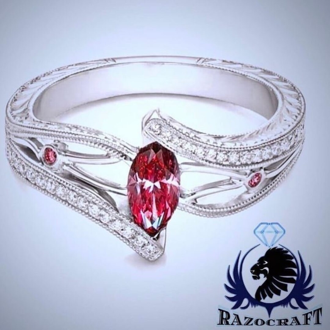 Vampire Bride Eternal Life Marquise Cut Blood Ruby and White Gold ...