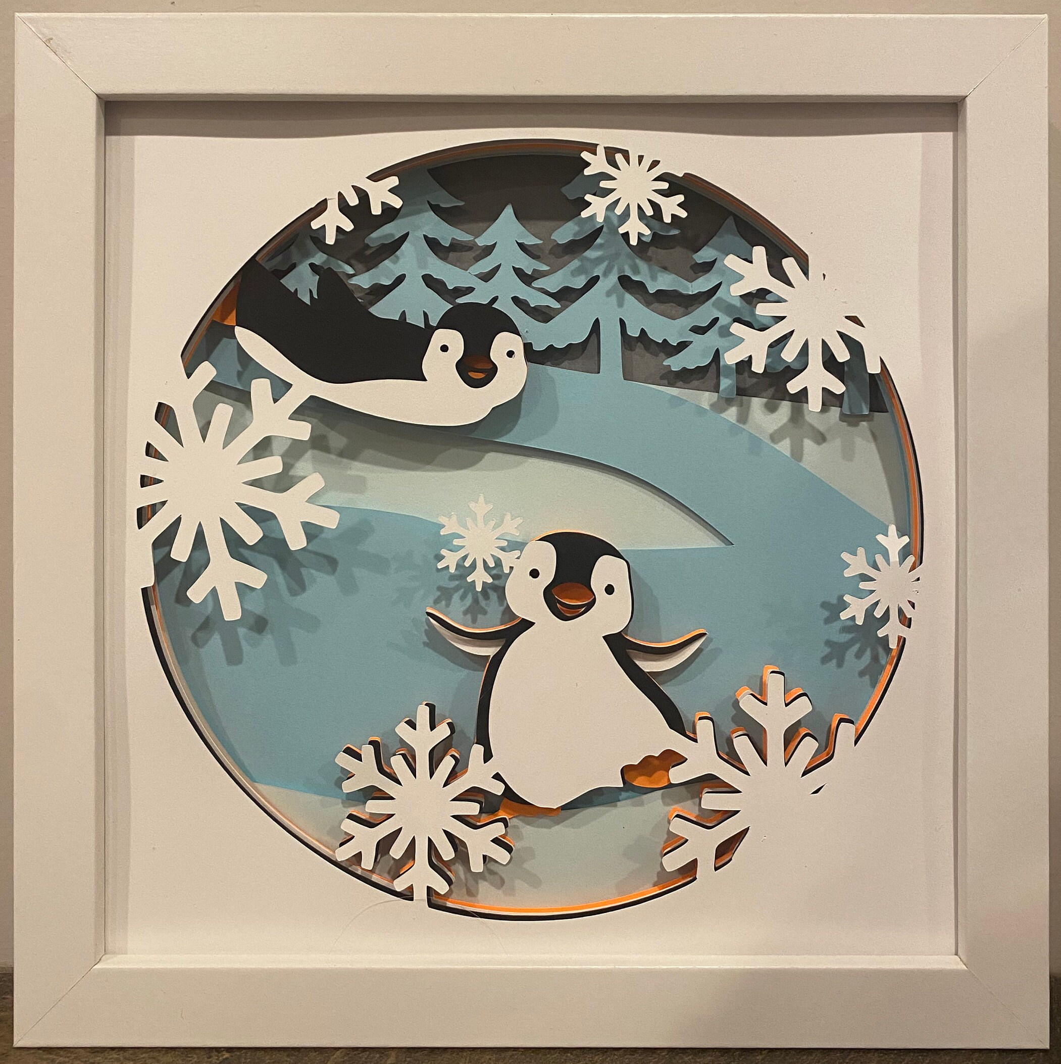 3D Slip N' Slide Penguin Shadow Box SVG for Cricut and - Etsy Australia