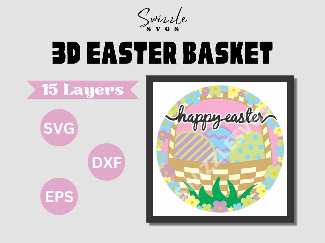 3D Easter Basket Shadow Box SVG for Cricut and Silhouette - Layered ...