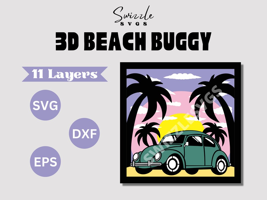 3D Beach Buggy SVG for Cricut and Silhouette - Layered Cardstock Paper ...