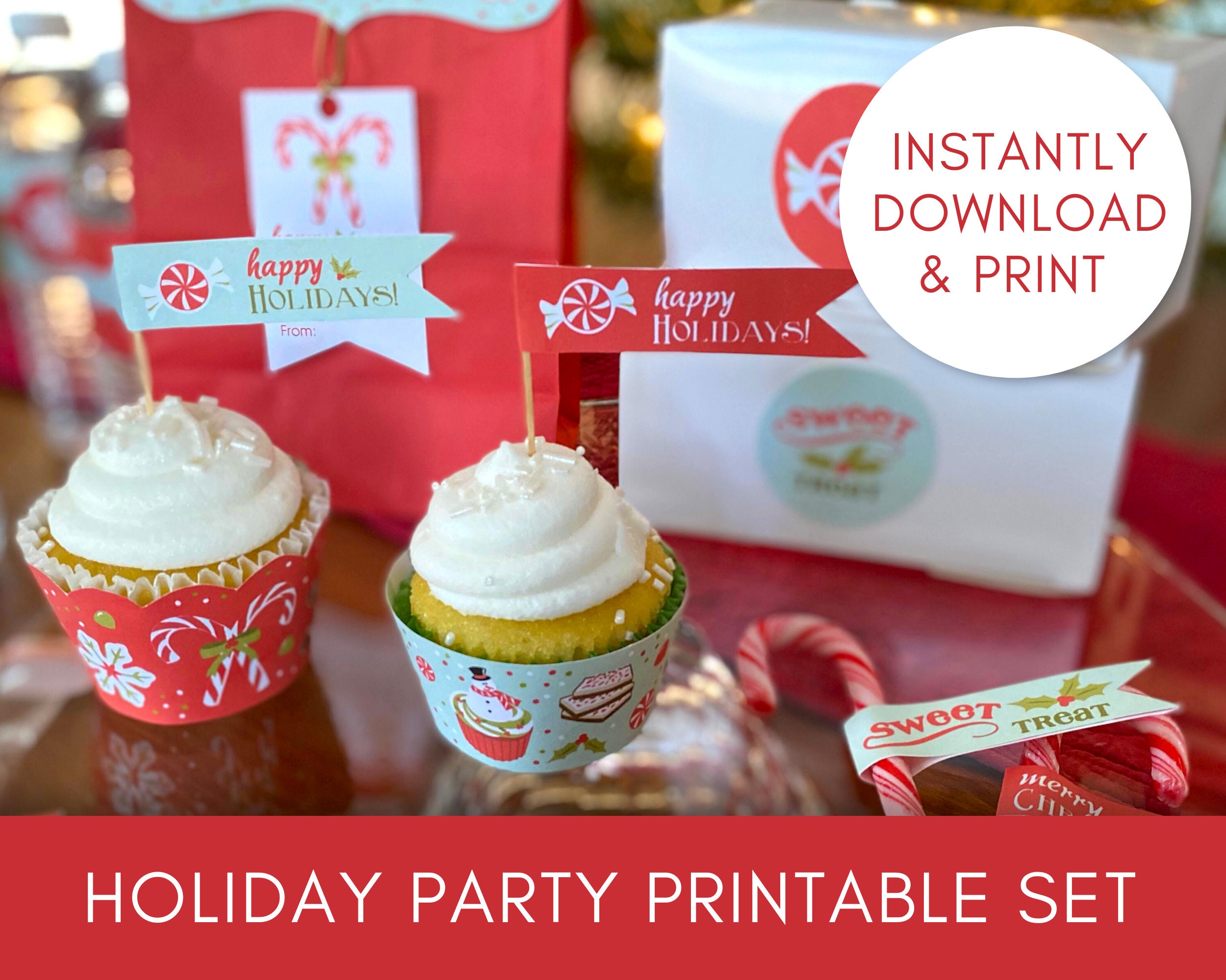 Sweet Holiday Party Printable Set, Christmas Party, Digital Download ...